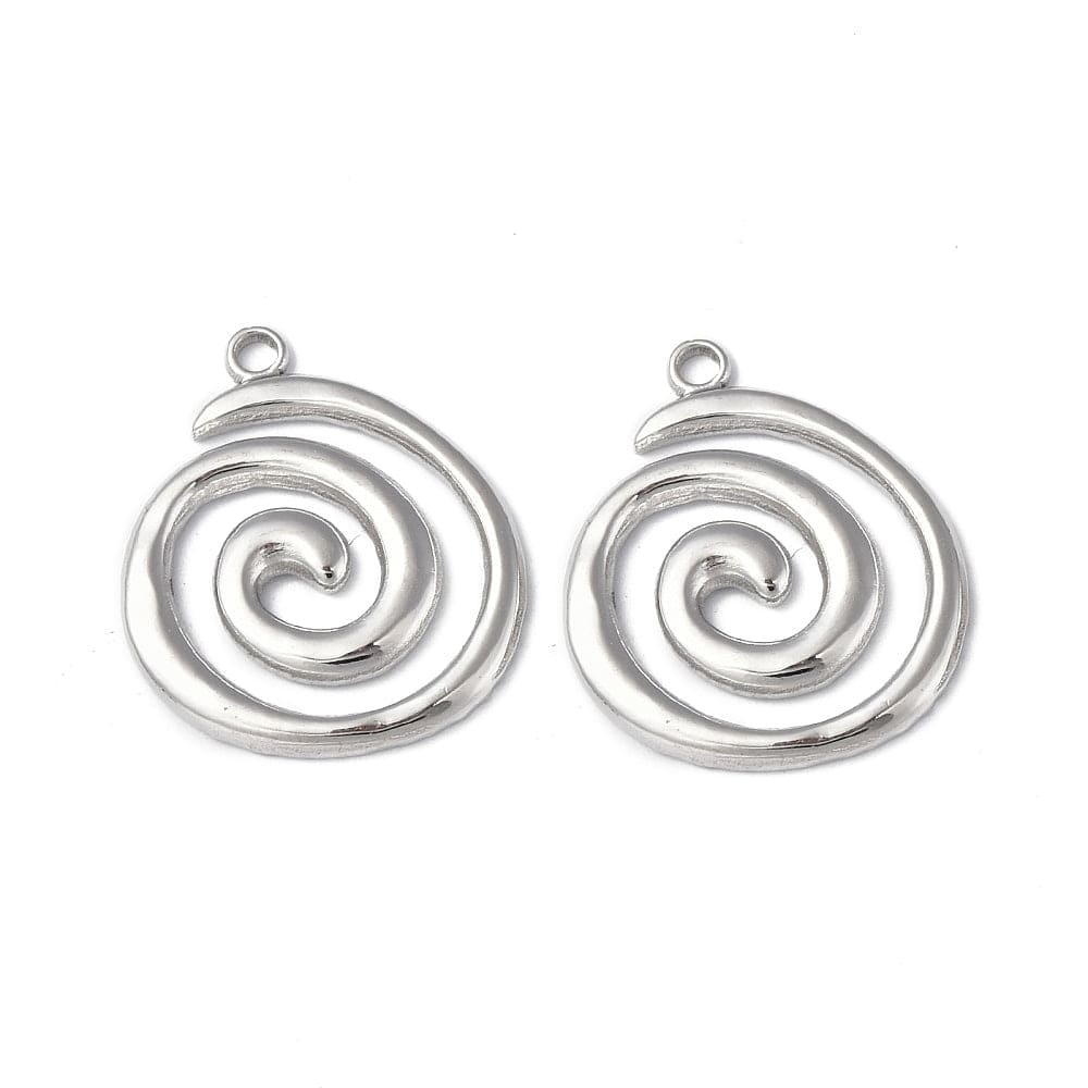 Water-resistant Spiral Pendant - Steel (23x19mm) | Uniq Perler
