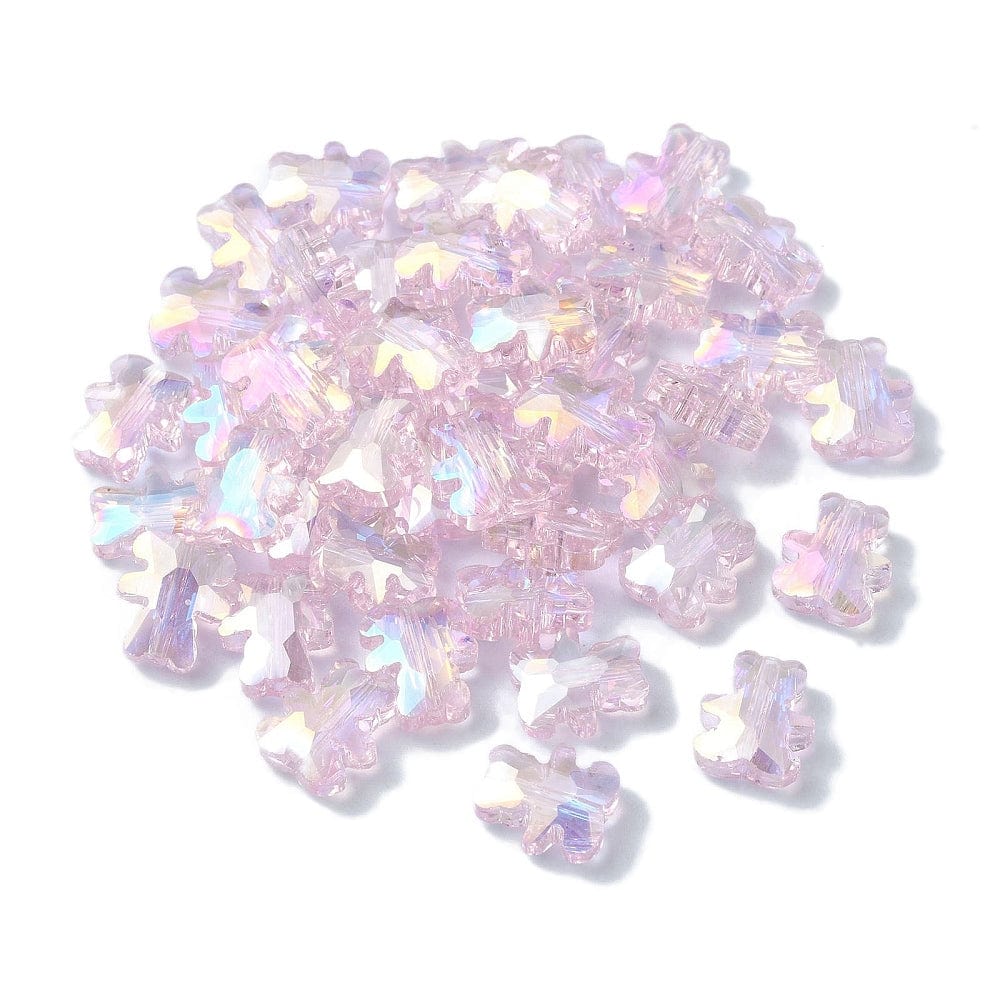 Teddy Bear Crystal Glass Beads, Pink, (8.5x9.5mm) Uniq Perler