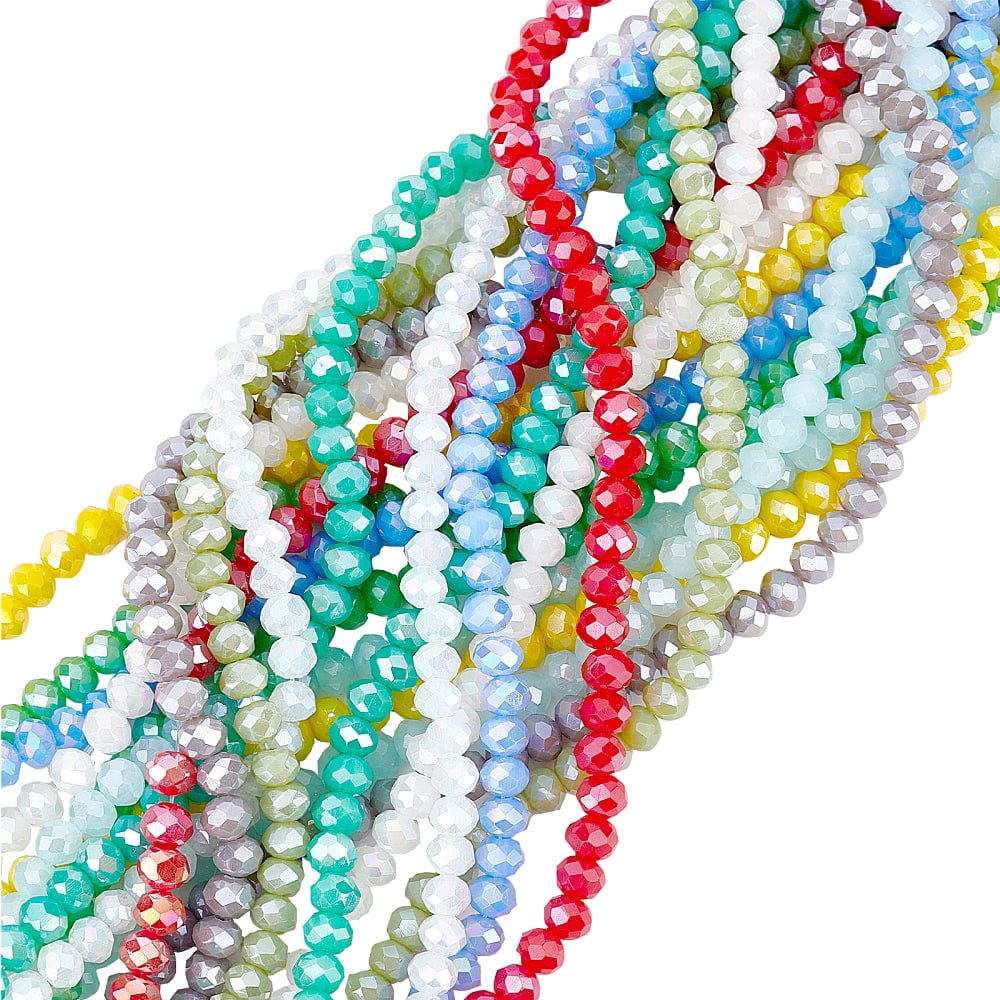Glasperler Mix – Facetteret, Assorterede Farver (3,5x4mm, 10 Strenge ...