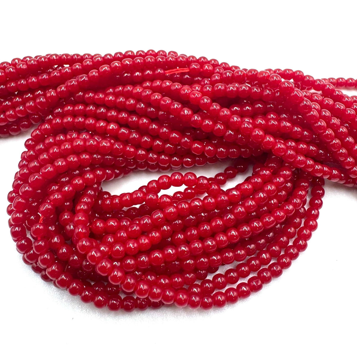 Glas perler, mørk rød, (2 mm) Uniq Perler