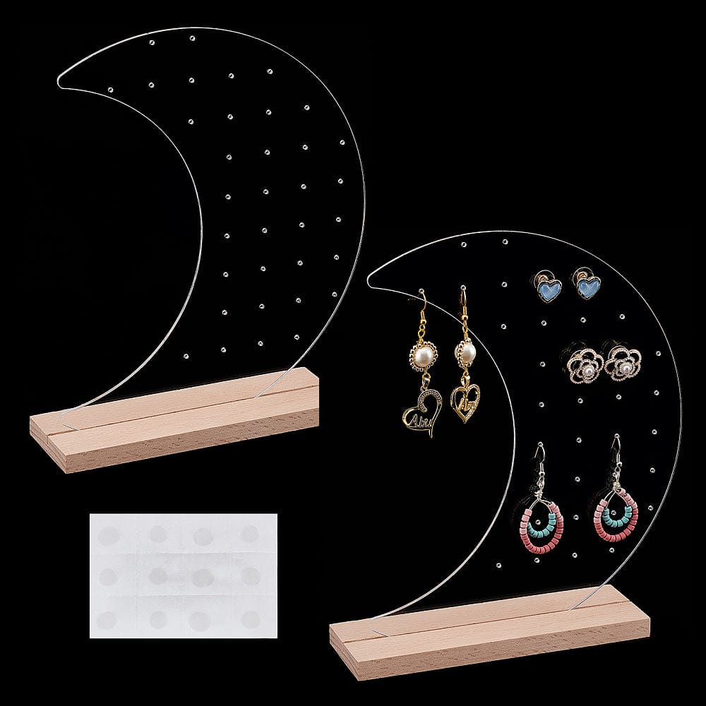 Moon-shaped Acrylic Display With Wooden Base | Uniq Perler