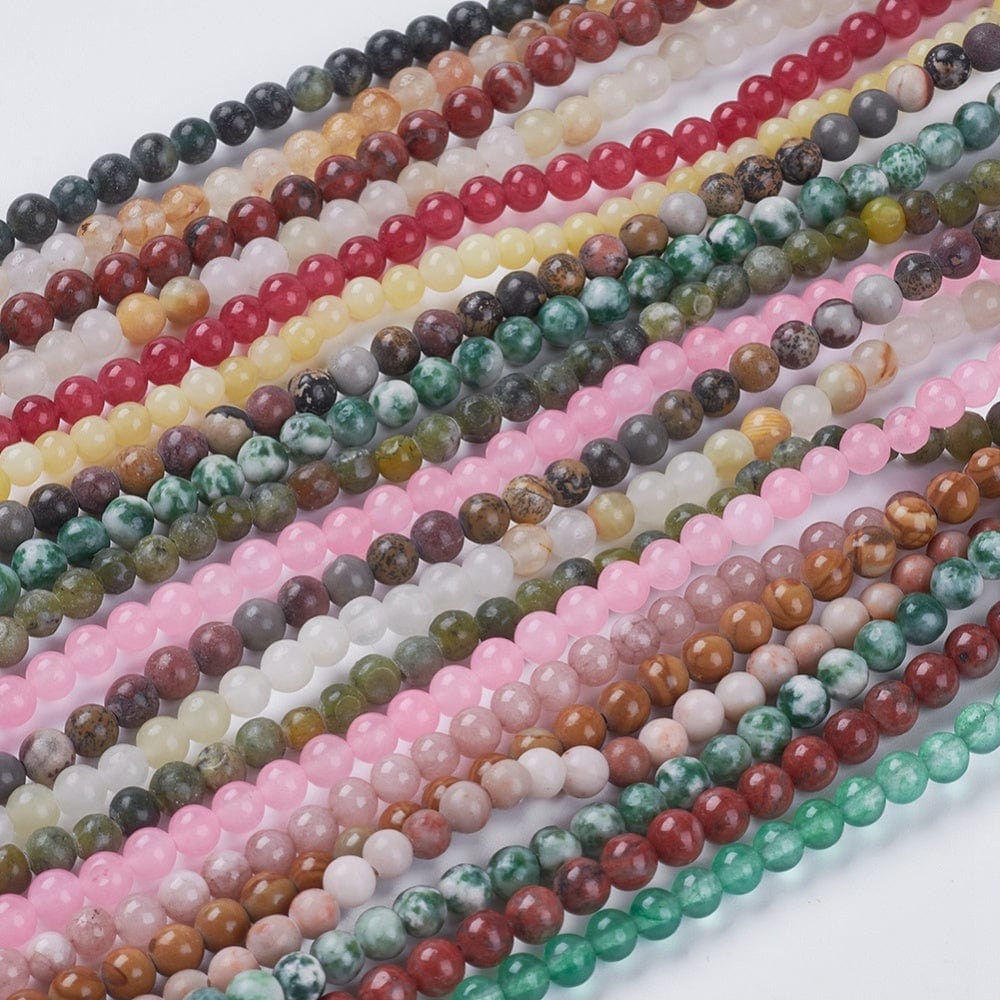 Natursten Mix Perler – Ass. Farver, 4mm (20 Strenge) | Uniq Perler