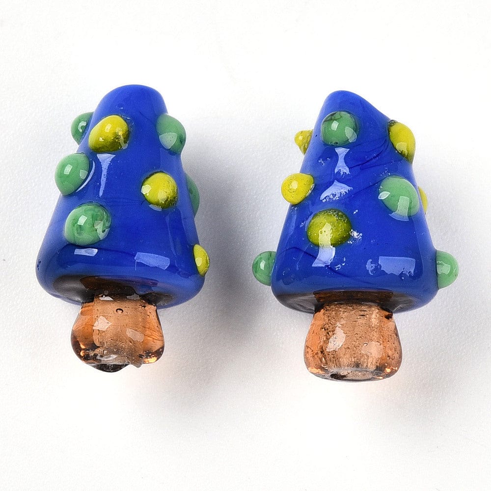 Paddehatte Håndlavede Lampwork Glasperler - Blå (17x11mm), 4 stk ...