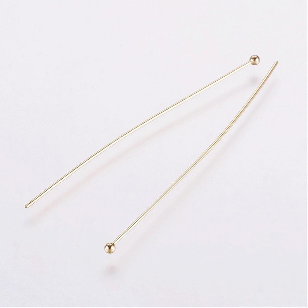 Head Pins with Round Head – Long-Lasting Gold Plated (61mm) 25 Pcs ...
