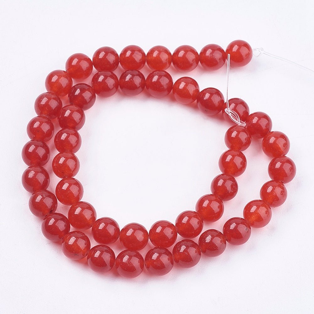 White Jade Pärlor – Rund, Röd (8mm) | Uniq Perler