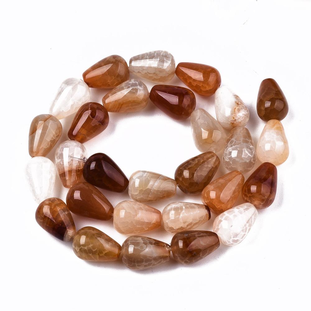 Four Agate Drops, (14x10mm), 6 pcs per bag Uniq Perler